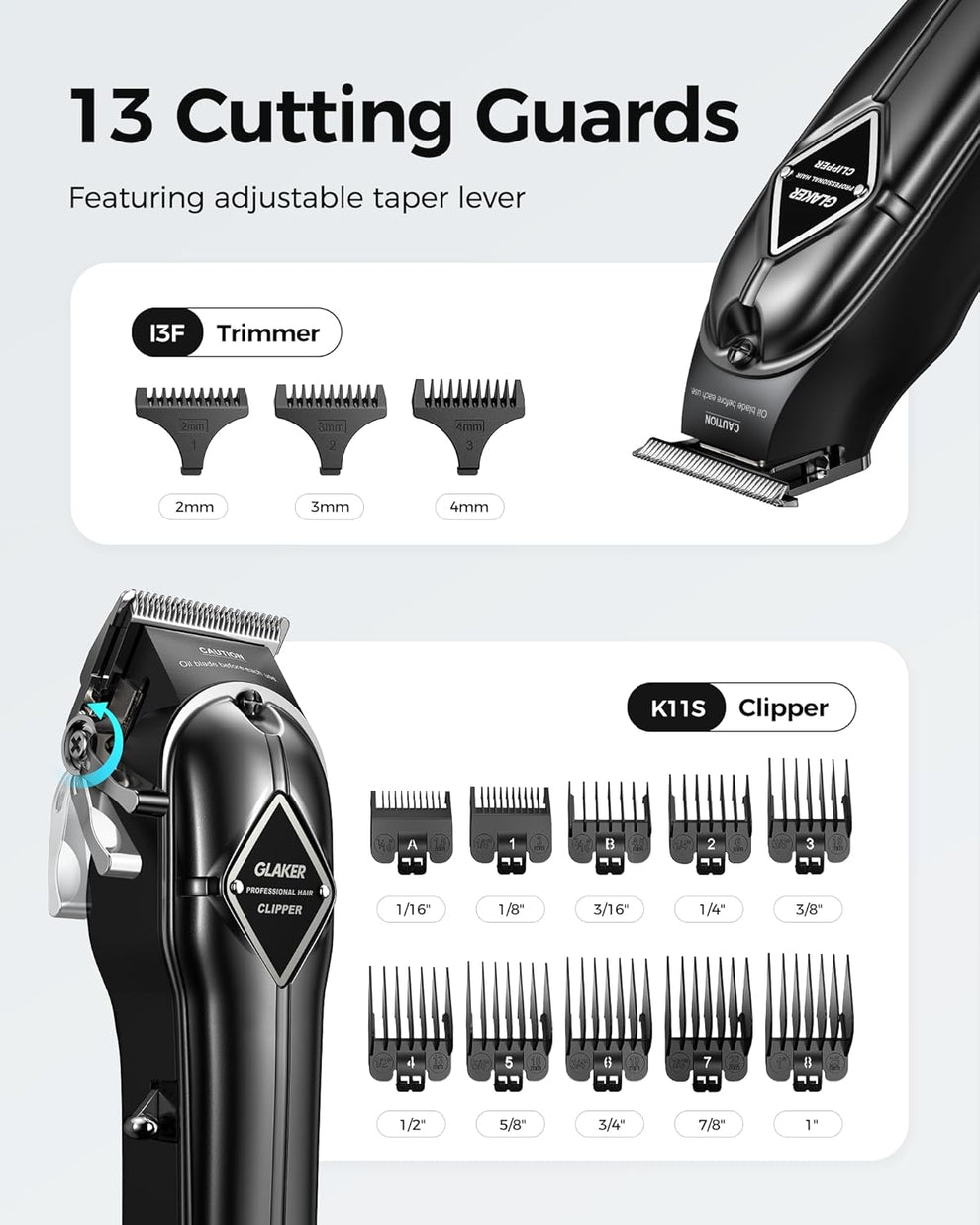 GLAKER Hair Clippers for Men Professional - Cordless Clippers and Trim ...